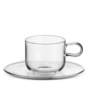 KOSTA BODA Viva Crystal Coffee Cup And Saucer, Set Of 2 - Clear
