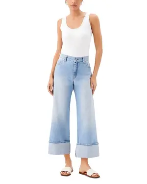 Karen Kane High Rise Cropped Wide Leg Jeans - Denim