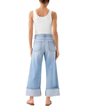 Karen Kane High Rise Cropped Wide Leg Jeans