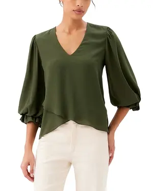 Karen Kane Crossover Hem Top - Light Olive