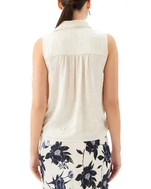 Karen Kane Sleeveless Tie-front Shirt - Ecru