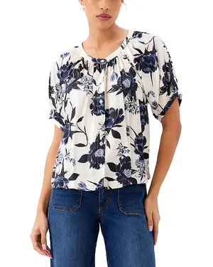 Karen Kane Satin Puffed Sleeve Blouse - Print