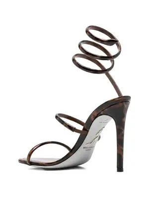 Rene Caovilla Cleo High Heel Sandals With Spiral Ankle Strap - Brown