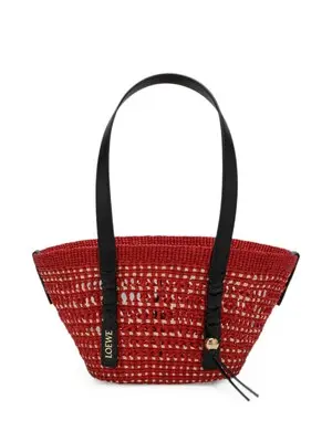 Loewe Braid Small Rafia Tote - Red