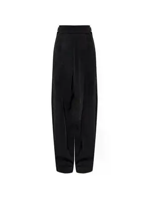 Sportmax Pleated Trousers With Buckle Detail - Black