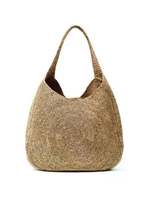 Stella McCartney Logo Perforated Raffia Tote Bag