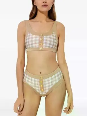 Beach Riot Isle Houndstooth Button Bikini Bottoms