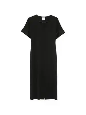Sú V-neck Short-sleeve Midi Dress - Black