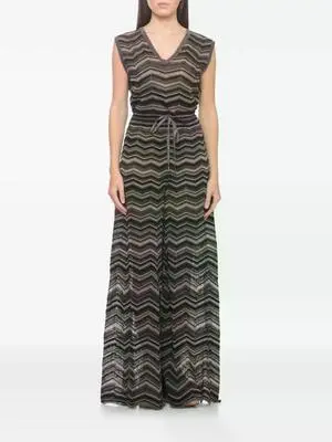 D.exterior Chevron Knit Wide-leg Jumpsuit