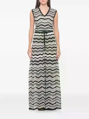 D.exterior Chevron Knit Wide-leg Jumpsuit