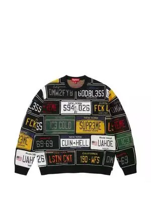Supreme License Plate Print Sweater - Black