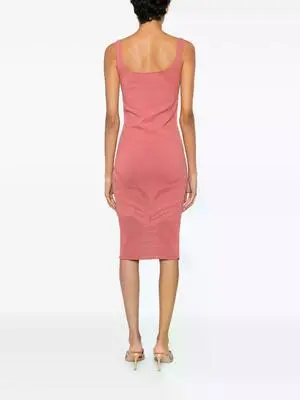 Just Cavalli Scoop Neck Midi Dress With Perforated Detailing