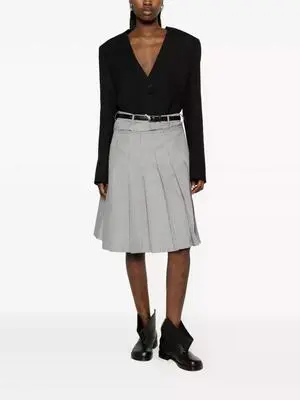 Comme Des Garçons Pleated Check Midi Skirt