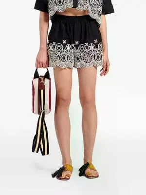 La DoubleJ Sangallo Embroidered Mini Shorts - Black