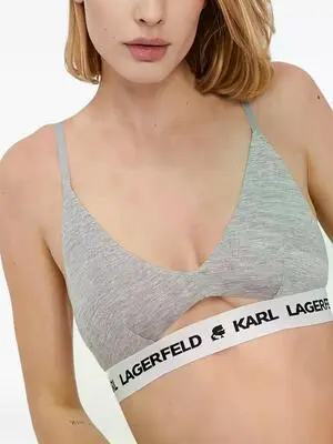 Karl Lagerfeld Logo-tape Cut-out Bra - Grey