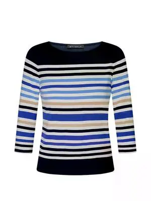 BETTY BARCLAY Horizontal Stripe Boat Neck T-shirt