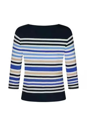 BETTY BARCLAY Horizontal Stripe Boat Neck T-shirt