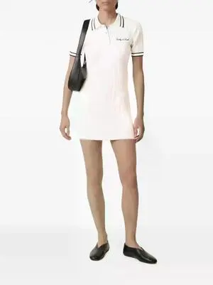 SPORTY & RICH Cable-knit Polo Collar Mini Dress