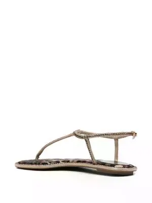Rene Caovilla Embellished Leopard Print Sandals