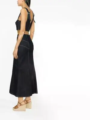 Alberta Ferretti Stretch-cotton Denim Bustier Top