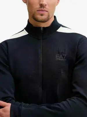 EA7 Logo Print Zip-up Sweater