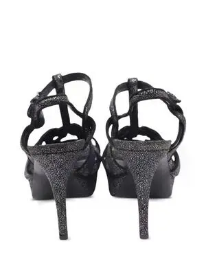 Saint Laurent Tribute Glittered Platform Sandals - Grey