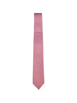 FERRAGAMO Gancini Silk Neck Tie - Red