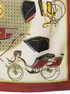 Hermès 1980 Les Voitures A Transformation Silk Scarf