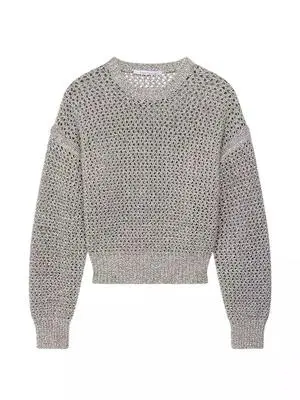 Another Tomorrow Open-knit Crew Neck Sweater