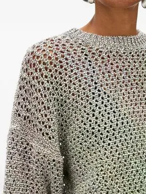 Another Tomorrow Open-knit Crew Neck Sweater