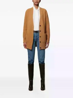 Another Tomorrow Ribbed Knit Cashmere Cardigan