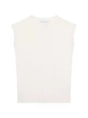Another Tomorrow Featherweight Shell Sleeveless Sweater - Neutrals
