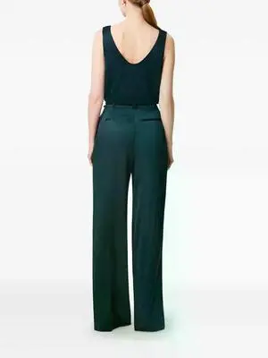 Another Tomorrow Pleated Satin Trousers - Green