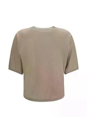 Brunello Cucinelli Taupe Metallic Finish Short Sleeve Sweater