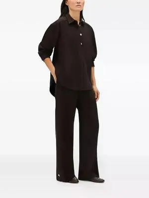 Another Tomorrow Stitch Detail Curved Hem Blouse