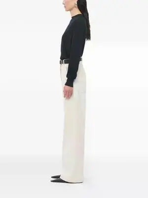 Another Tomorrow Fine-knit Merino Wool Long-sleeve Top - Black