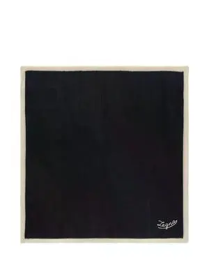 Zegna Logo-embroidered Contrast-border Pocket Square - Blue