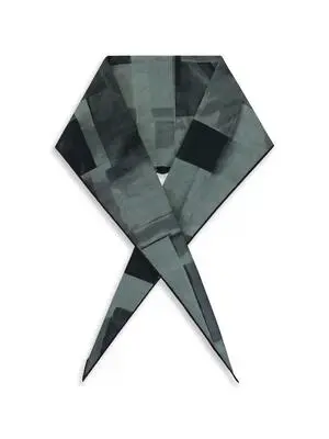 Zegna Abstract-print Diamond-shaped Scarf - Grey