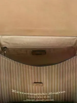 Zegna Pinstripe Print Leather Tote Bag