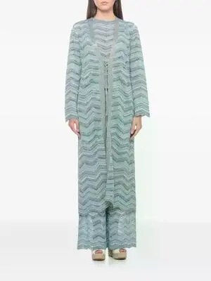 D.exterior Longline Zigzag-knit Cardigan