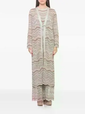D.exterior Light Pink Chevron Knit Cardigan