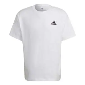 Adidas Logo Solid Color Round Neck Loose Short Sleeve Couple Style White - Multi-color