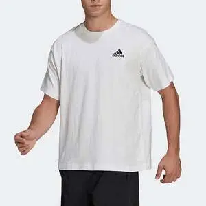 Adidas Logo Solid Color Round Neck Loose Short Sleeve Couple Style White