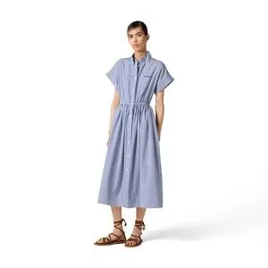 Miu Miu Vertical Stripe Poplin Midi Dress