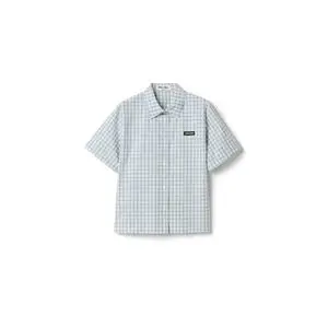 Miu Miu Checked Poplin Shirt - White/sage Green