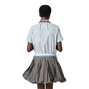 Miu Miu Checked Poplin Shirt - White/sage Green