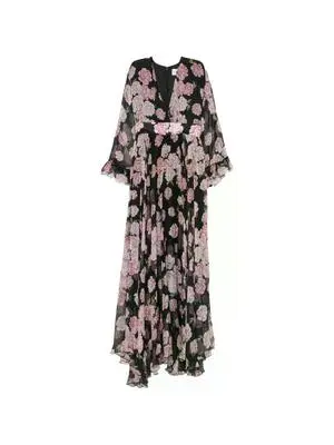 ALESSANDRO LEGORA Floral Print Ruffled Maxi Dress - Black