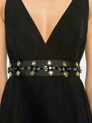 ALESSANDRO LEGORA Crystal-embellished V-neck Maxi Dress