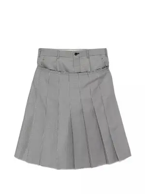 Comme Des Garçons Pleated Check Midi Skirt - Black