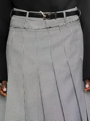 Comme Des Garçons Pleated Check Midi Skirt